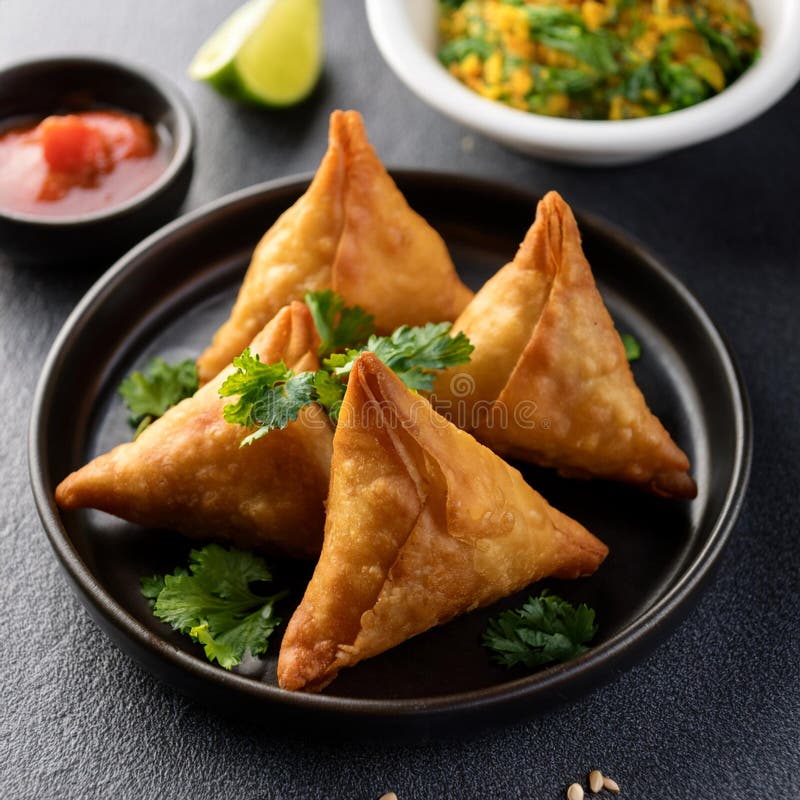 Vegetable Samosa, AI Generated Stock Illustration - Illustration of ...