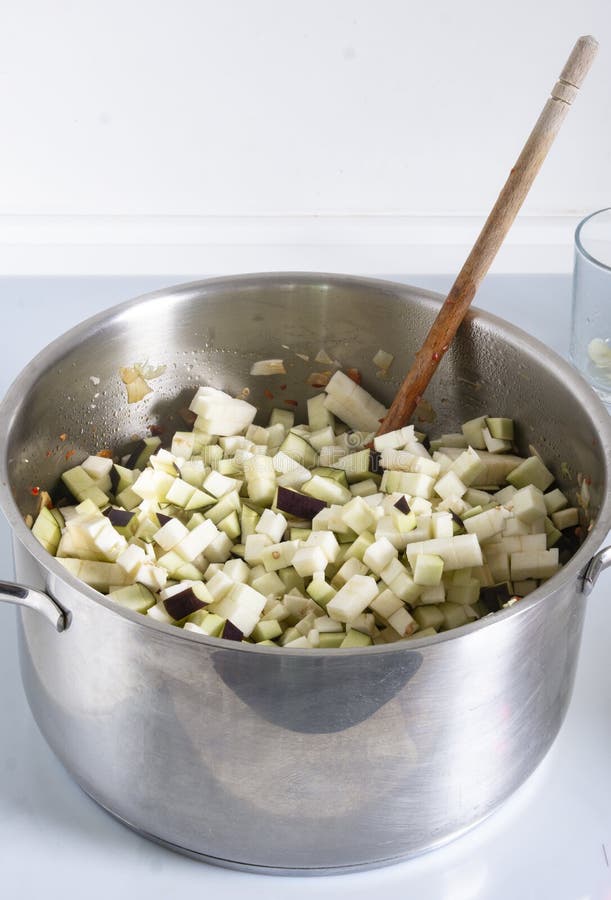 Vegetable Sauce Cooking Process, Step by Step Recipe Stock Image ...