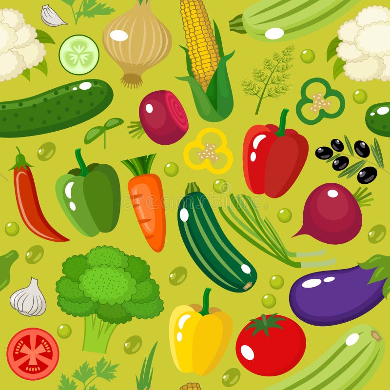 Vegetable Seamless Pattern. Stock Vector - Illustration of design ...