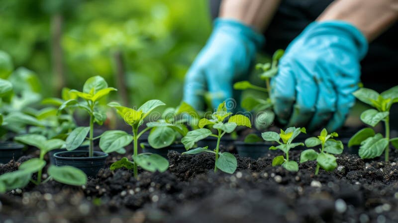 Vegetable Seedling Cultivation Process Growing Seedlings in Containers ...