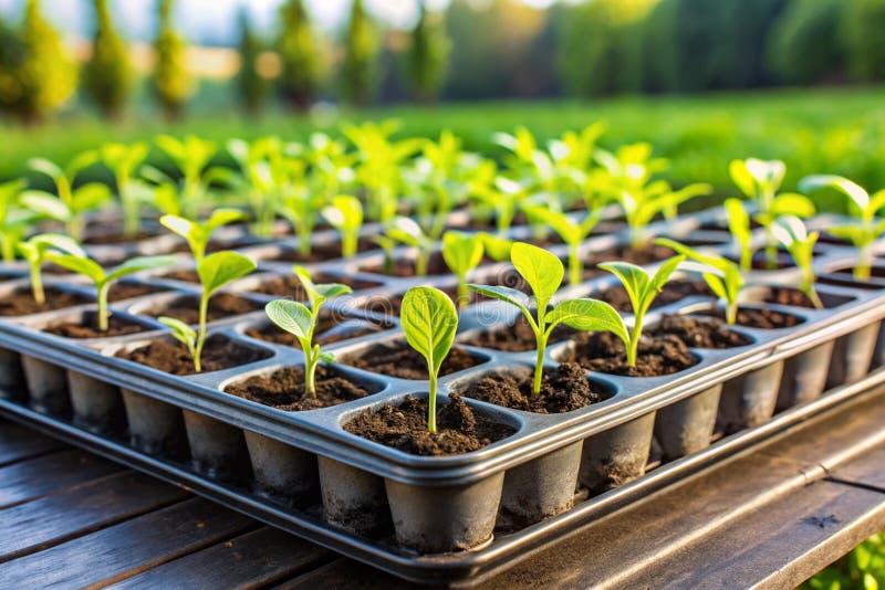 Vegetable Seedlings Ready for Transplanting Stock Illustration ...