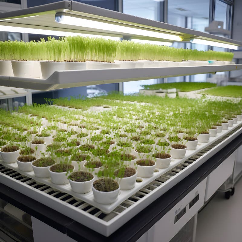 Vegetable Seedlings in Test Tubes in a Modern Laboratory. Generative AI ...