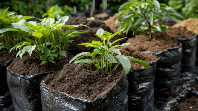 Vegetable Seeds with a Mix of Coco Coir, Peat, and Perlite, Showcasing ...