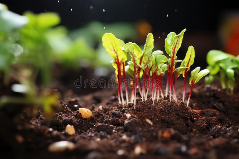 Vegetable Seeds Sprouting from a Patch of Fertile Soil Stock Image ...