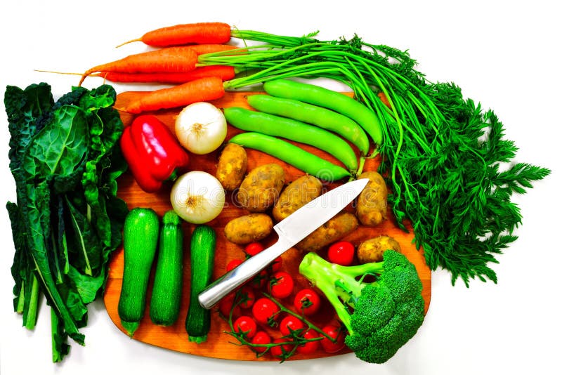 Vegetable Selection with Chopping Board Stock Image - Image of coloured ...