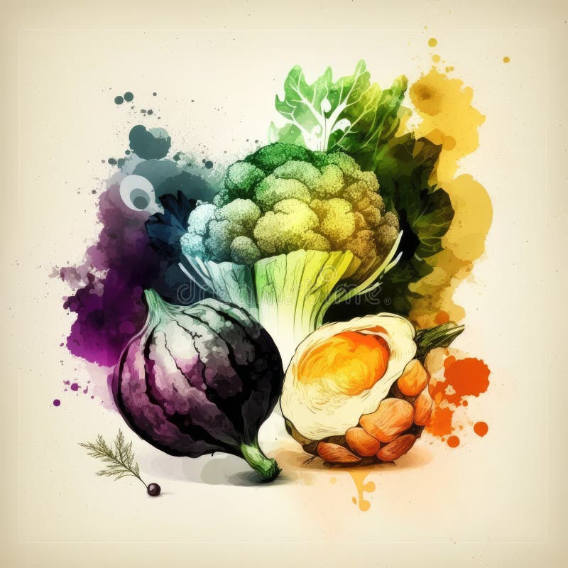 Vegetable Set Abstract Paint Watercolor. Ai Generative Stock ...