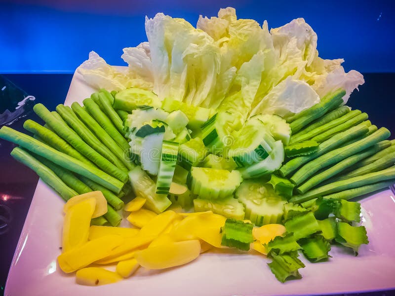 Vegetable Set for Buffet Serving that Consisted of Cucumber, Gin Stock ...