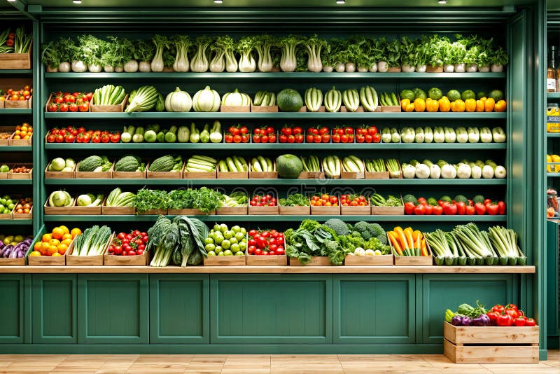 Vegetable Shop. Display Case with Vegetables in a Store Stock ...