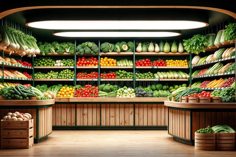 Vegetable Shop. Display Case with Vegetables in a Supermarket Stock ...