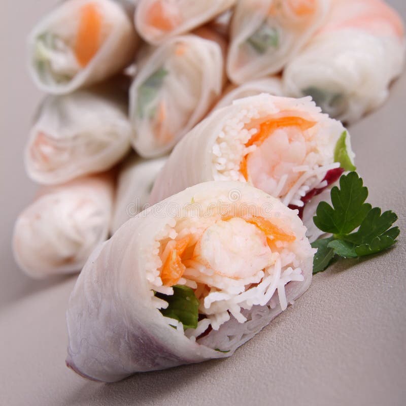 Vegetable and Shrimp Spring Roll Stock Photo - Image of shrimp ...