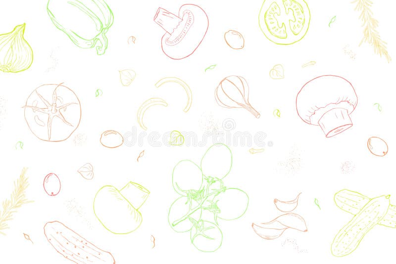 Vegetable Sketch Style Line Art Cover Illustration Stock Vector ...