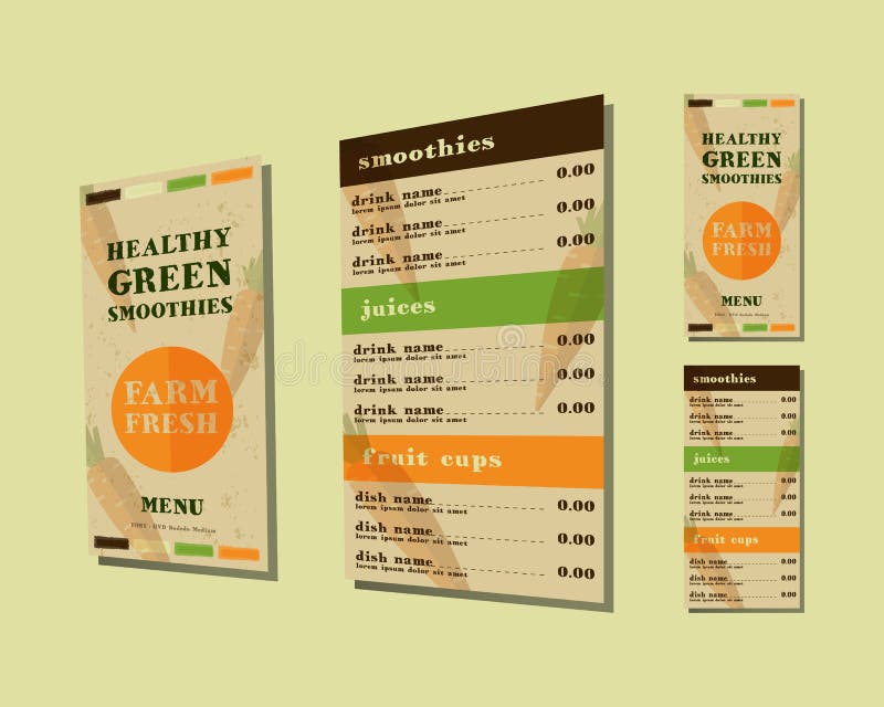Smoothie Menu Template, Healthy Vitamin Drinks Restaurant or Cafe ...
