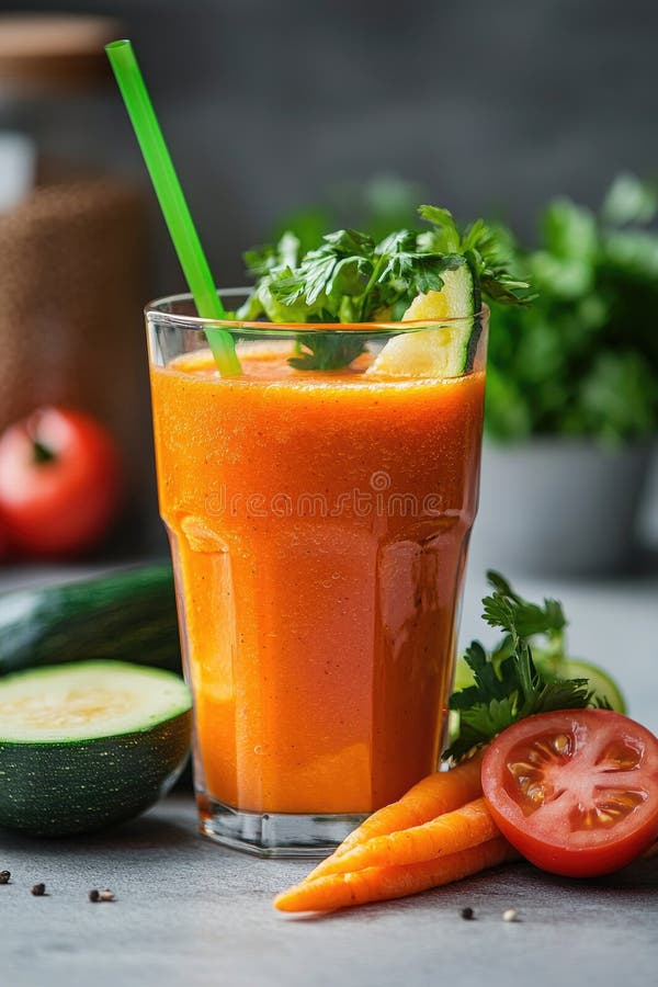 Vegetable Smoothie on the Table in the Kitchen. Selective Focus Stock ...