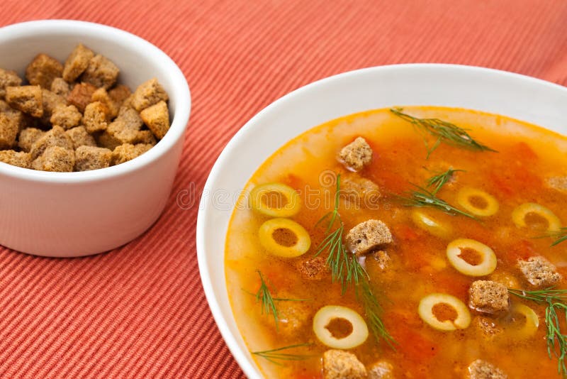 Vegetable Soup and Crackers. Stock Image - Image of restaurant ...