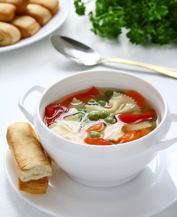 Vegetable Soup with Farfalia. Stock Image - Image of farfalia ...