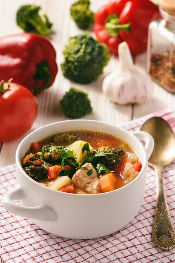 Vegetable Soup Goulash with Meat. Stock Image - Image of traditional ...