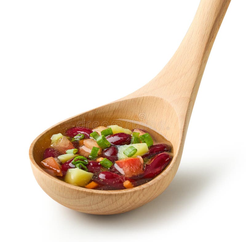 Vegetable Soup in Wooden Ladle Stock Image - Image of bullion, bowl ...