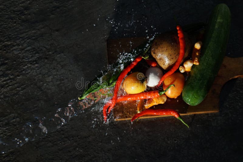 Vegetable Splash with Fresh Water Stock Photo - Image of fresh, dish ...