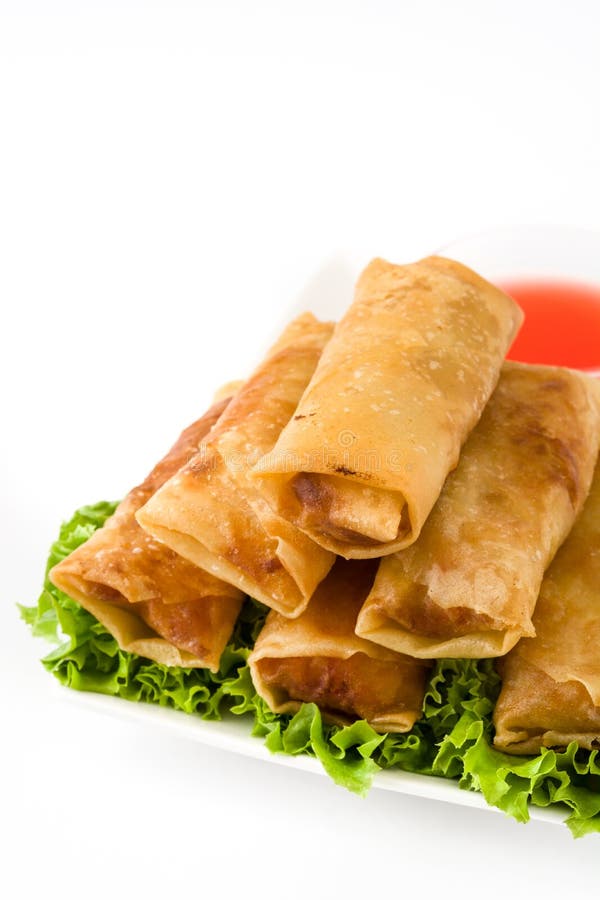 Vegetable Spring Rolls Isolated Stock Image - Image of white, vegan ...