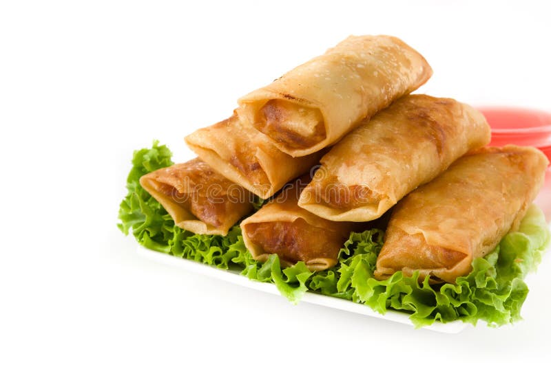 Vegetable Spring Rolls Isolated Stock Photo - Image of vegan, spring ...