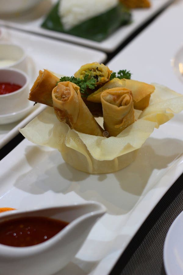 Vegetable spring rolls stock photo. Image of delicious - 181872198