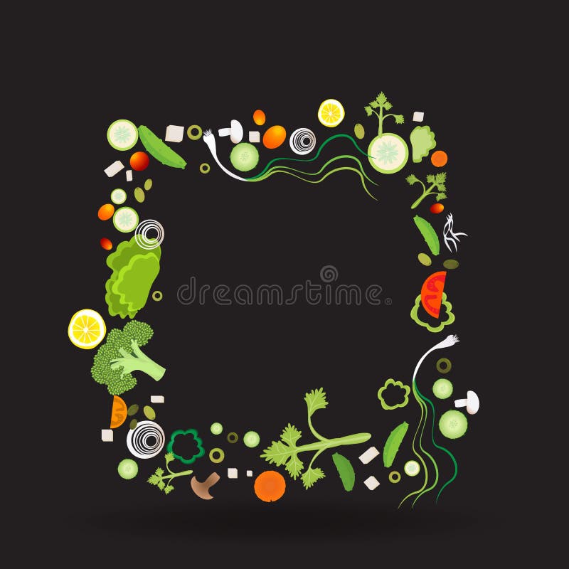 Vegetable Square Frame with Paper Label Stock Vector - Illustration of ...