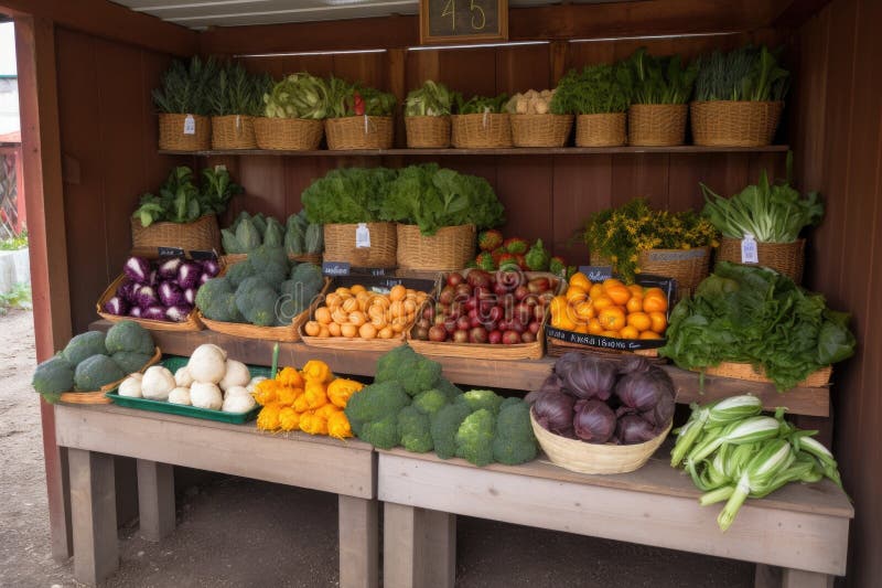 A Vegetable Stand with Fresh Produce and Labels for Easy Selection ...