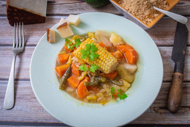 Vegetable stew on plate stock photo. Image of bowl, food - 210384624