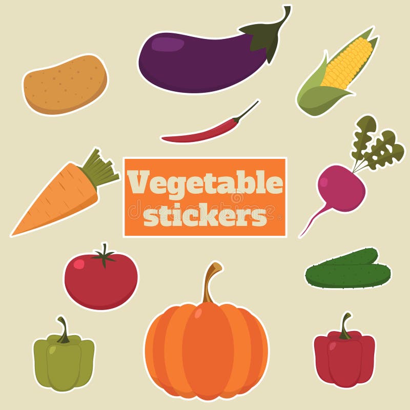 Vegetable stickers stock vector. Illustration of icon - 25511262