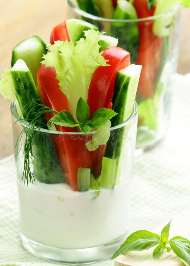 Vegetable Sticks for Snack with Yogurt Stock Photo - Image of carrot ...
