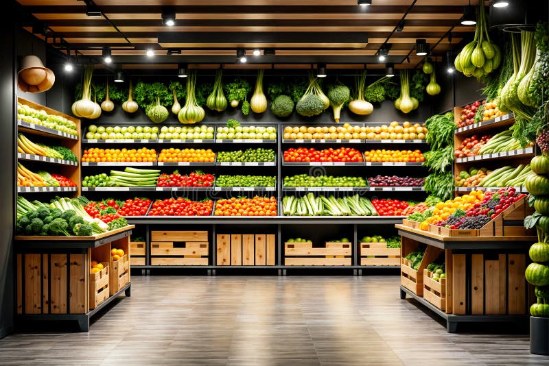 Vegetable Store. Showcase with Vegetables in a Supermarket Stock ...