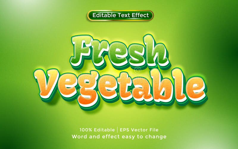 Vegetable Text, Green Background, 3d Style Editable Text Effect Stock ...