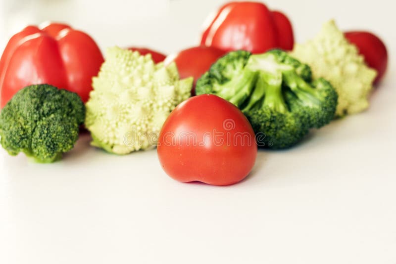 Vegetable Variety on Wooden White Table. Selection of Summer and Autumn ...
