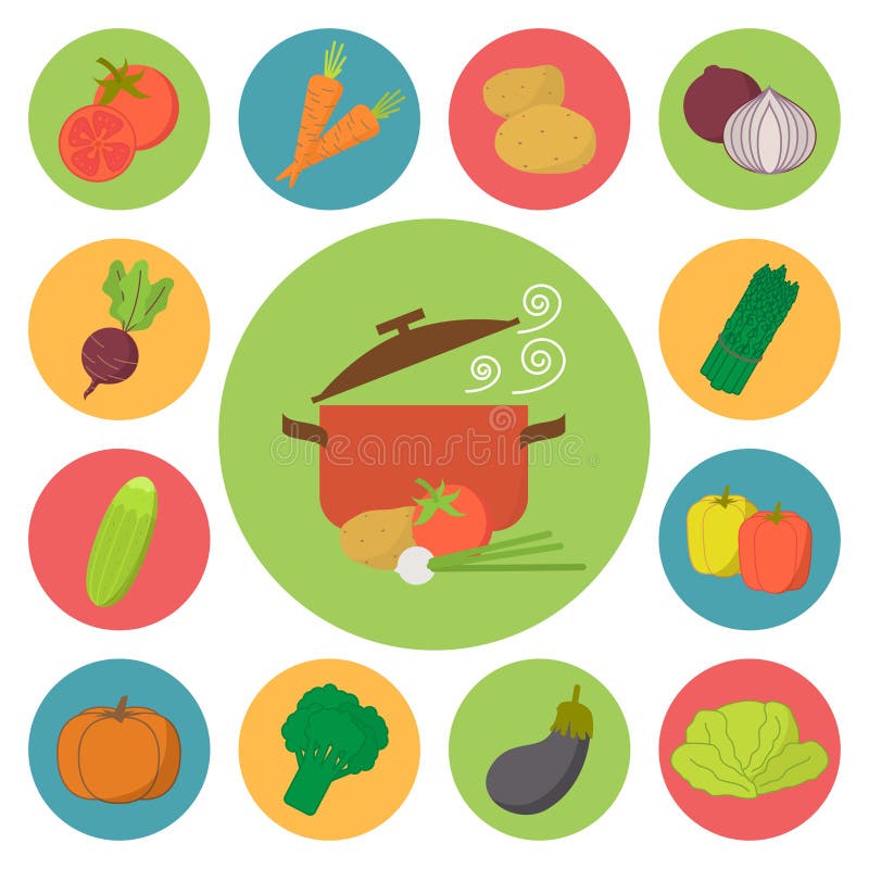 Vegetable Vector Icons, Food Set for Cooking, Stock Vector ...