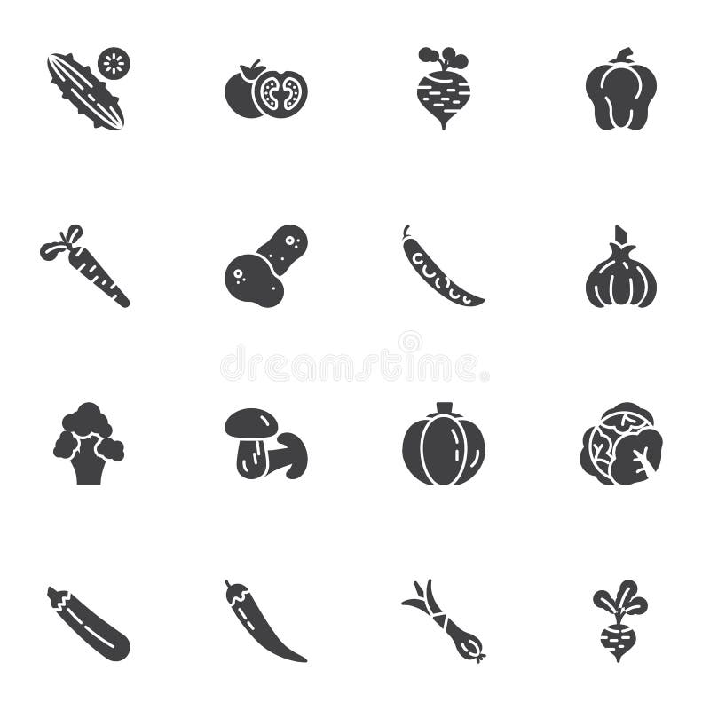 Vegetable vector icons set stock vector. Illustration of icon - 201633366