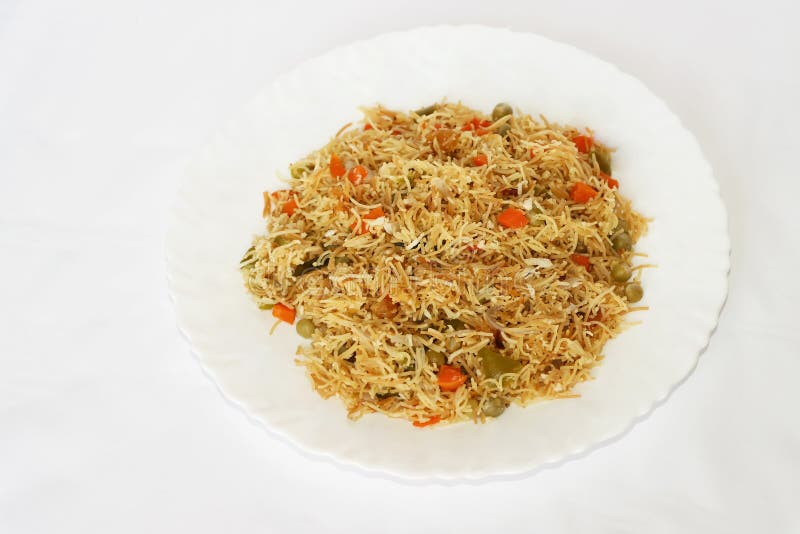 Vegetable Vermicelli Upma or Semiya Upma in Plate. Isolate White ...