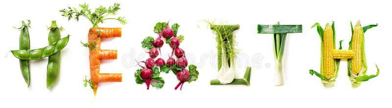 Vegetable Word "Health" Isolated Stock Illustration - Illustration of ...