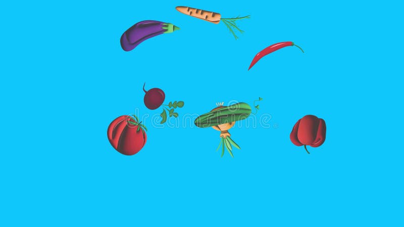 Vegetables Animation on Blue Screen Chroma Key Stock Video - Video of ...
