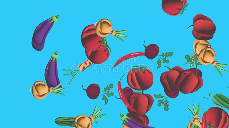Vegetables Animation on Blue Screen Chroma Key Stock Video - Video of ...