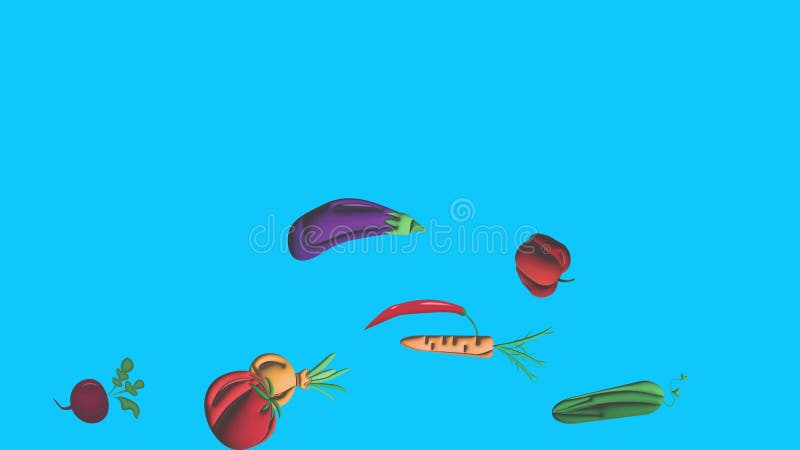 Vegetables Animation on Blue Screen Chroma Key Stock Video - Video of ...