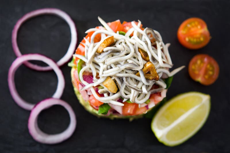 Vegetables and Baby Eel or Elvers Tartar Stock Photo - Image of healthy ...