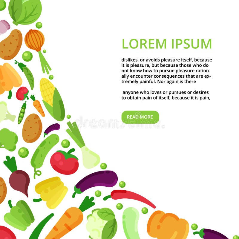Vegetables Background. Print Design Template with Healthy Natural ...