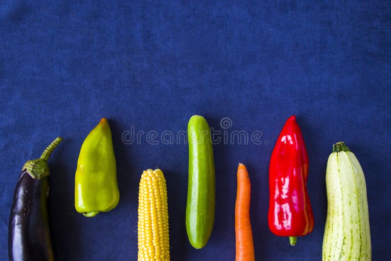 Vegetables on the Blue Background Stock Image - Image of food, group ...
