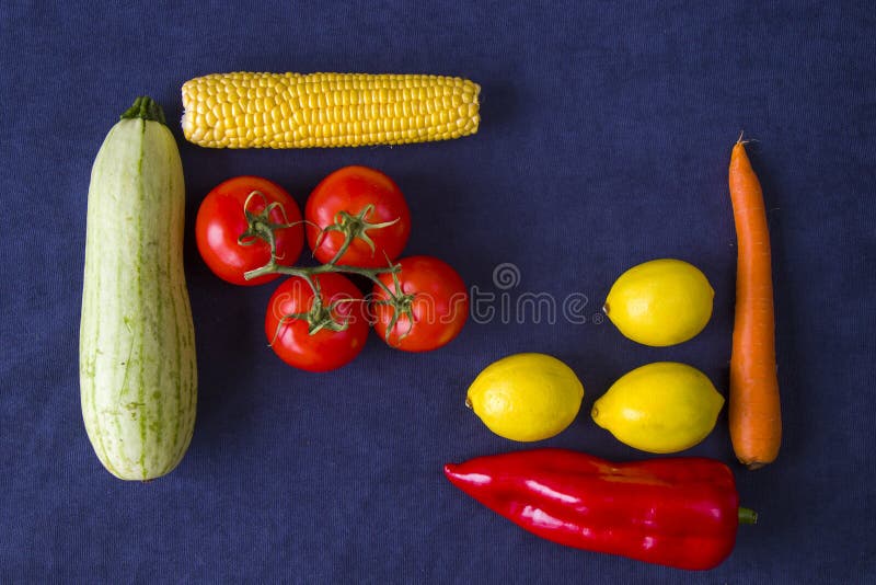 Vegetables on the Blue Background Stock Photo - Image of farm ...