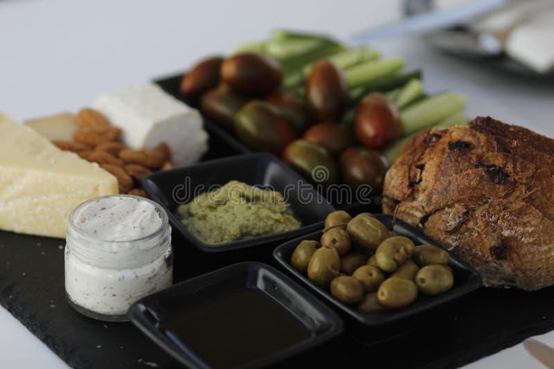 Vegetables Bread and Cheese on the Table at the Winery Stock Image ...