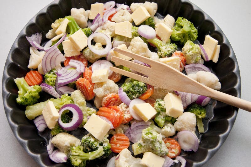 Vegetables with Butter and Bechamel Stock Image - Image of fork, milk ...