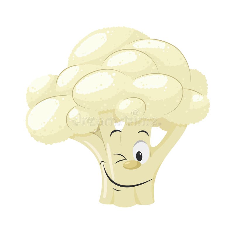 Happy Smiling Cartoon Cauliflower Vegetable Stock Vector - Illustration ...