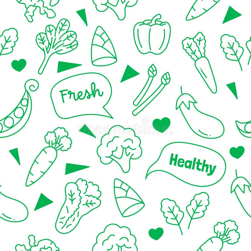 Vegetables Doodle Seamless Pattern Stock Vector - Illustration of ...