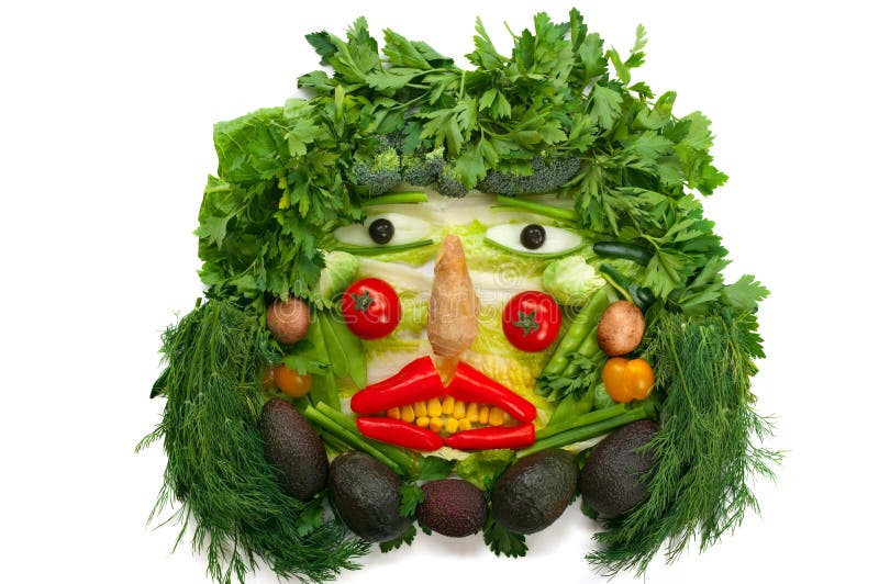 Cheerful Face Made from Fruits and Vegetables Stock Image - Image of ...