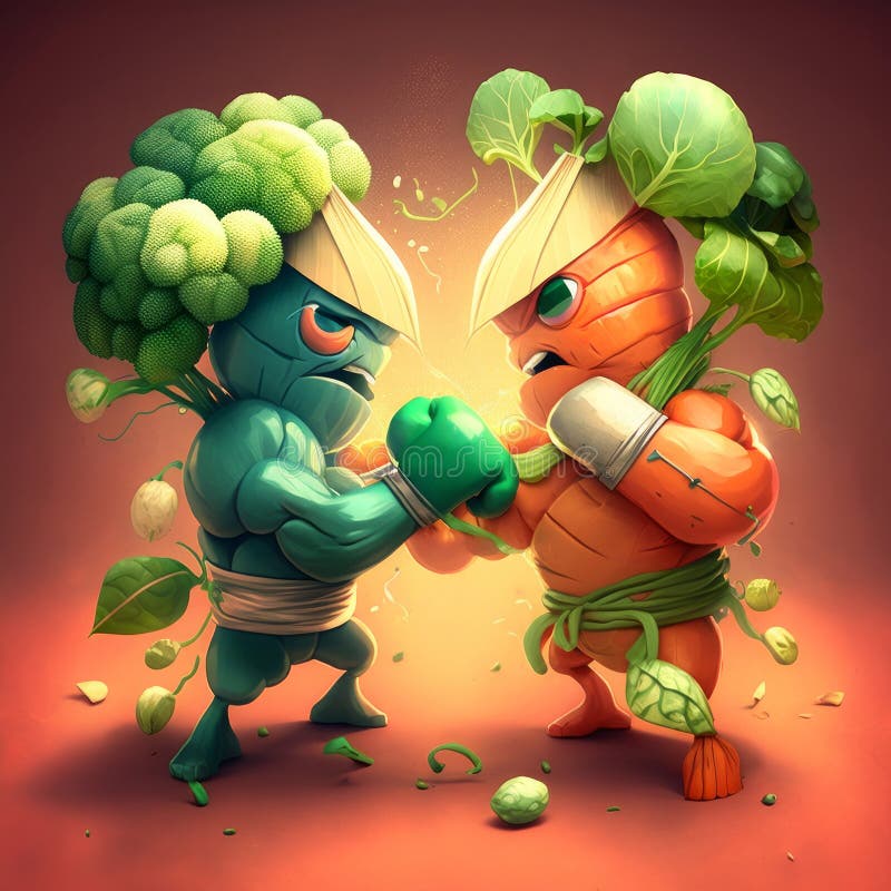 Vegetables Fighting Tournament in Cartoon Character Image Generative AI ...